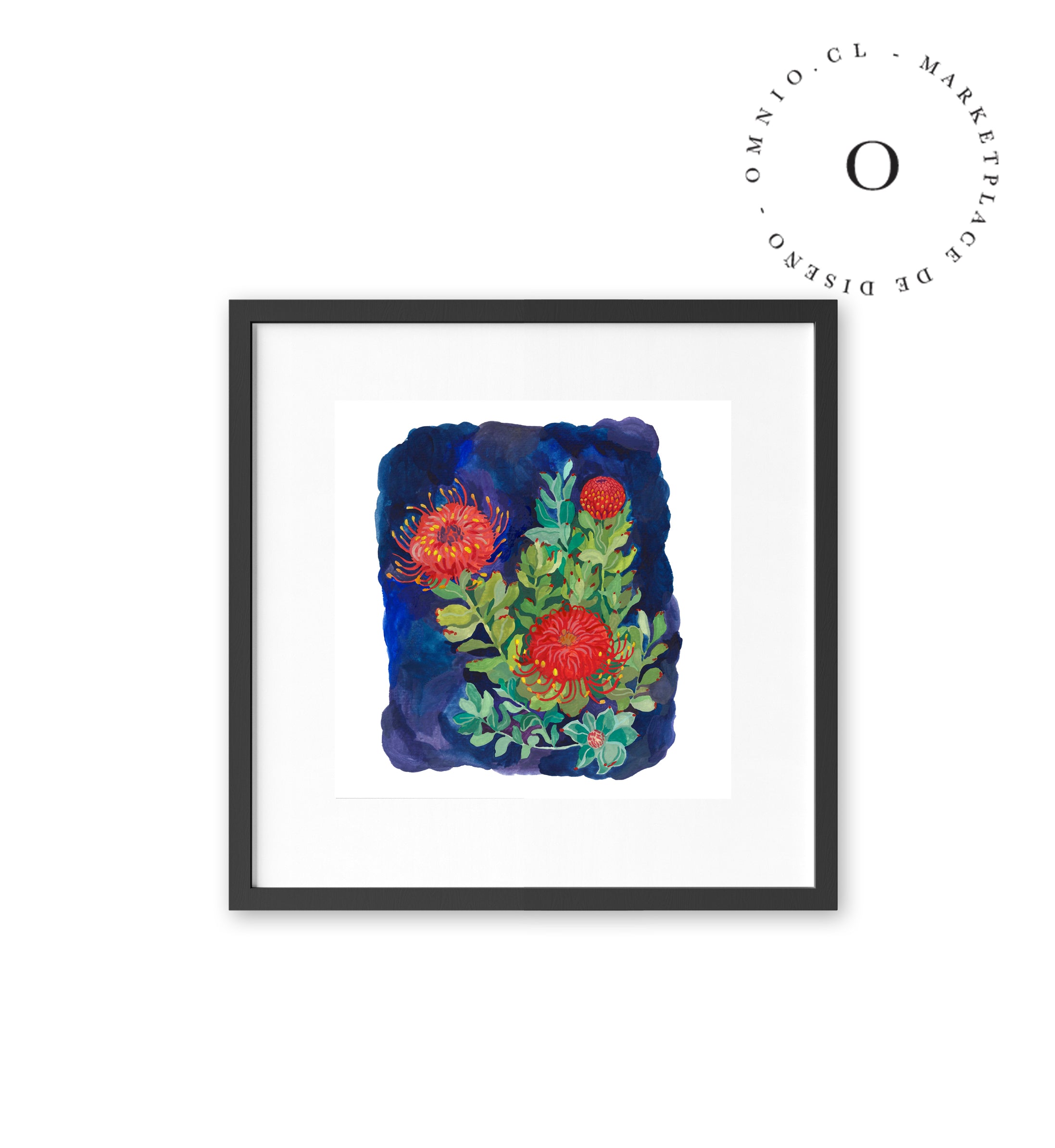 Proteas in Blue / Nina & Cala - Blanco / Con Passepartout / Cuadrado ...