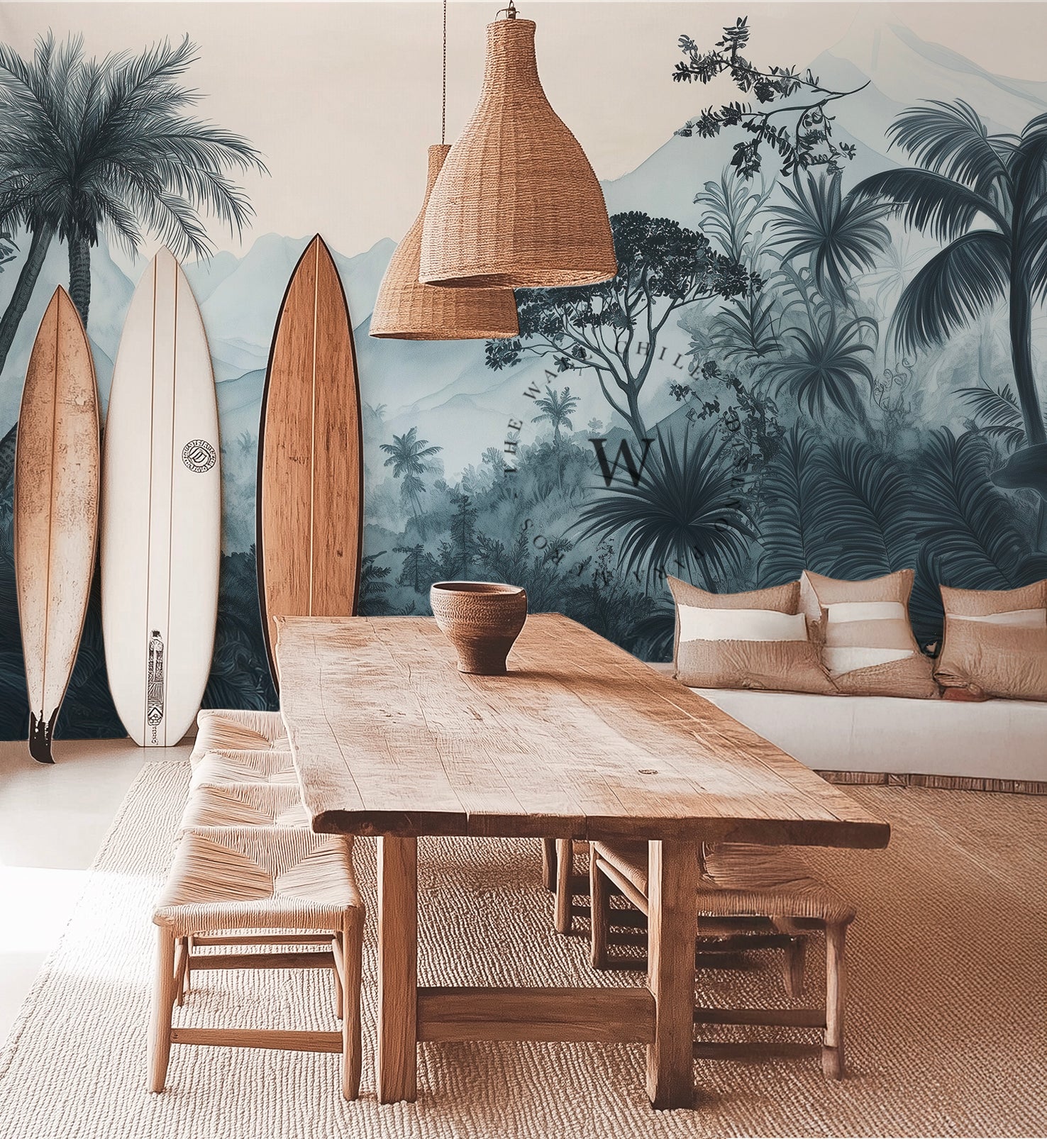 Indigo Tropic - m2 // Papel Vinilico Autoadhesivo - The Wall Chile