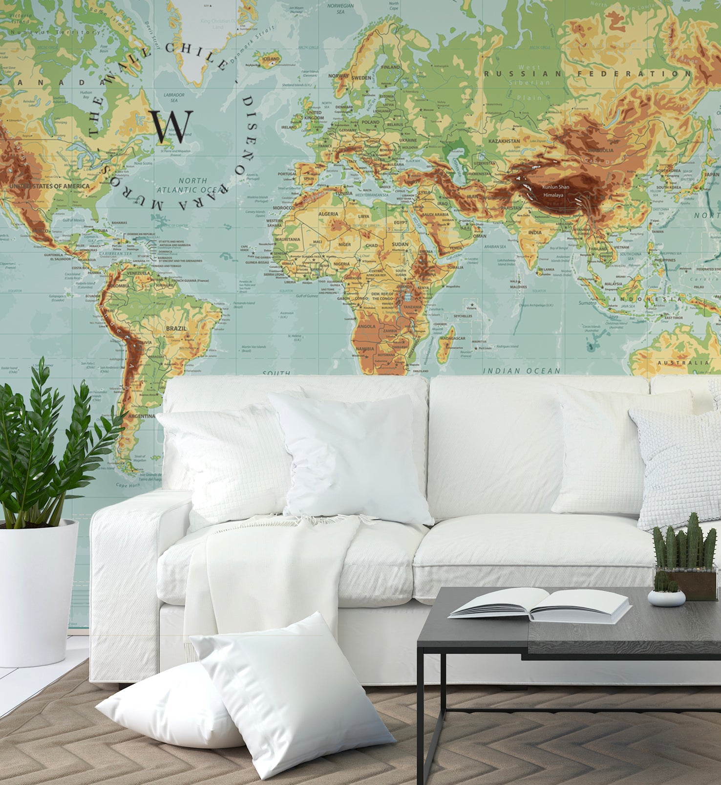 Mint Map - m2 // Papel Vinilico Autoadhesivo - The Wall Chile